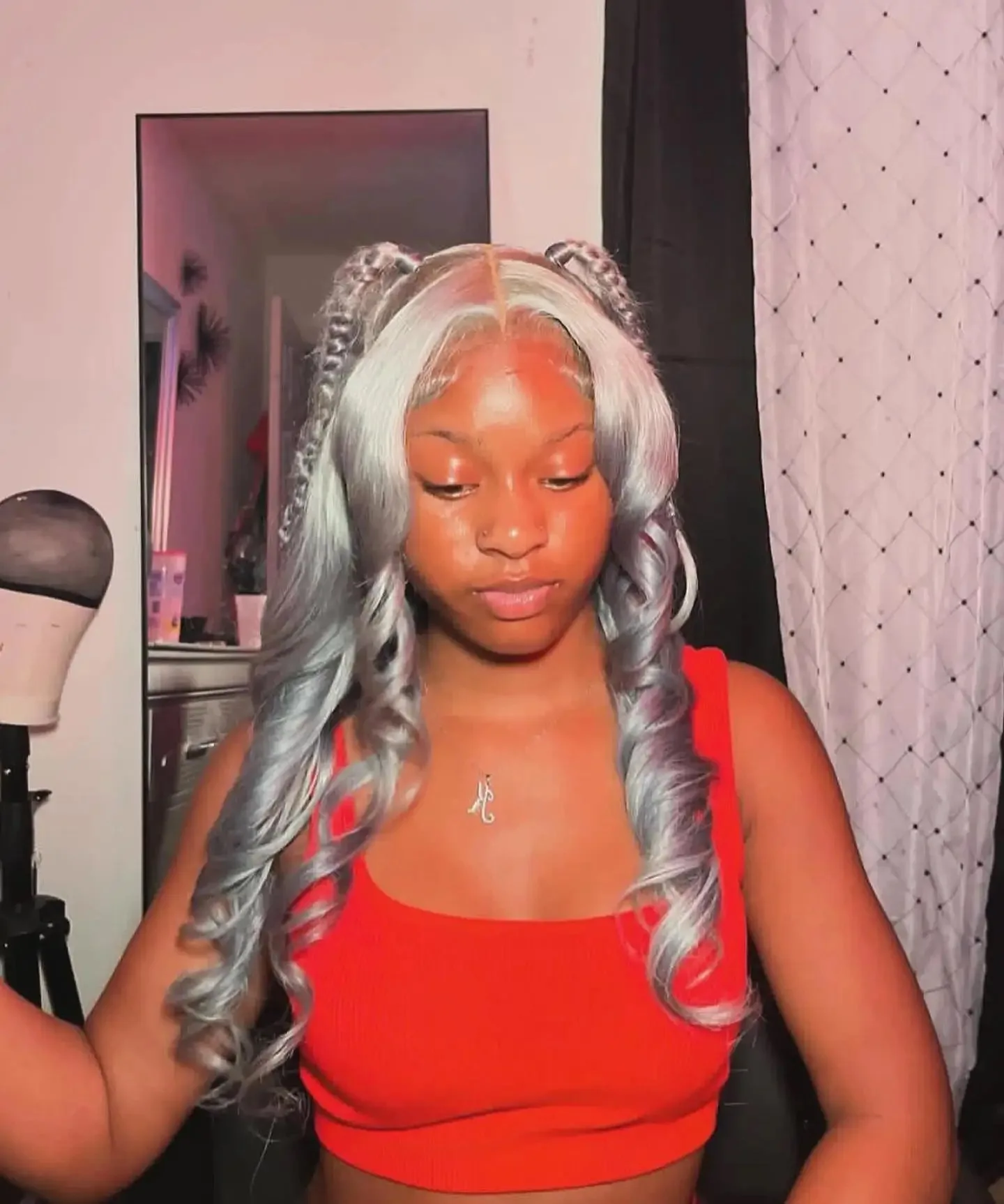Silver Gray Body Wave HD Transparent Lace Frontal Wigs Human Hair ...