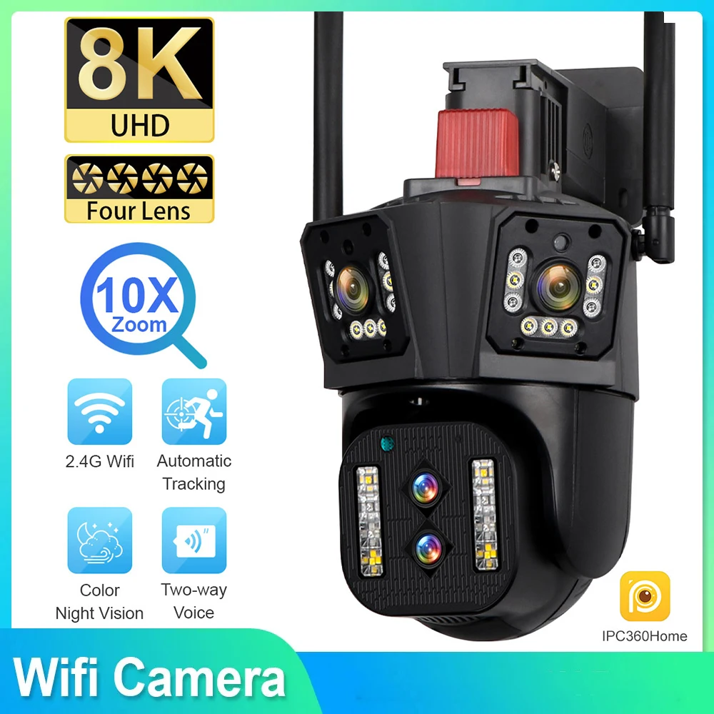 8K-UHD-IP-Camera-10X-Zoom-Outdoor-Four-lenses-Three-Screen-PTZ-WiFi ...