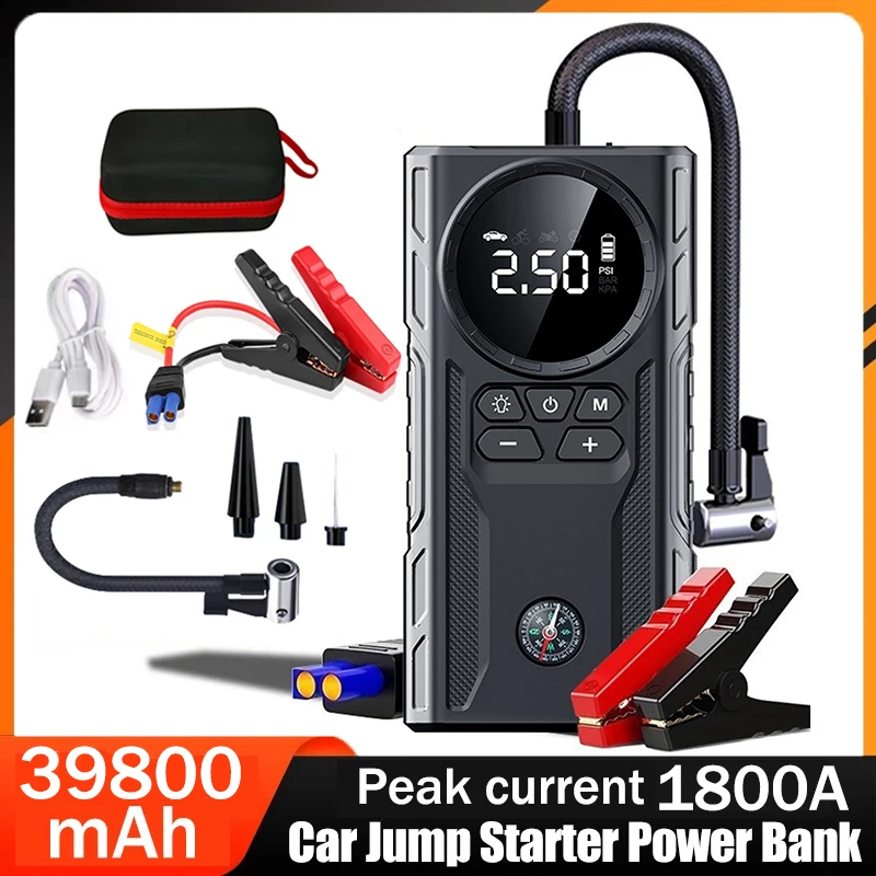 39800mAh Car Jump Starter Air Pump Car Battery Emergency Boosters 1800A ...