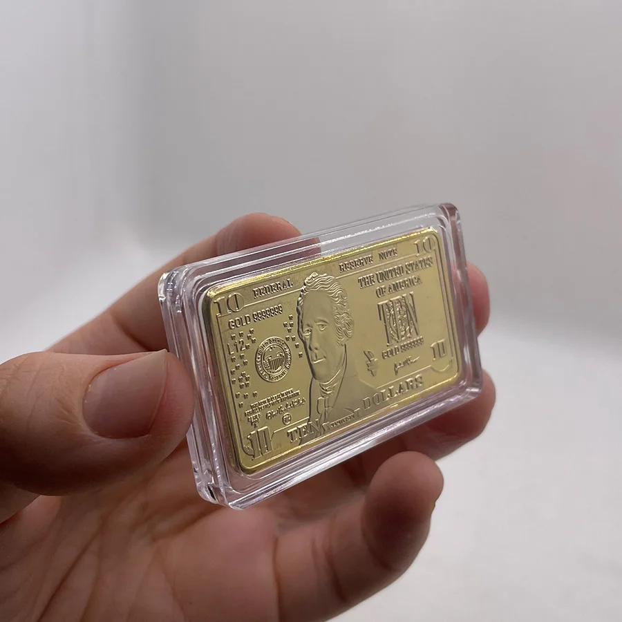 USA-10-Dollar-Bullion-24k-Gold-Bar-American-Metal-Coin-Golden-Bars-USD ...