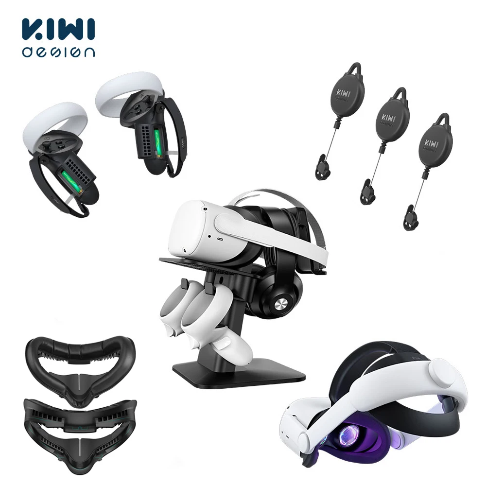 Kiwi Design 5in1 Vr Accessories Set Upgraded Controller Grips Cover And ...