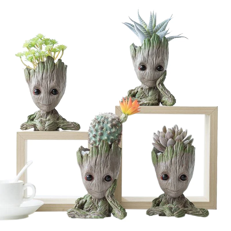 Groot Flower Vase Office Study Room Bookcase Display Cartoon Tree Man ...