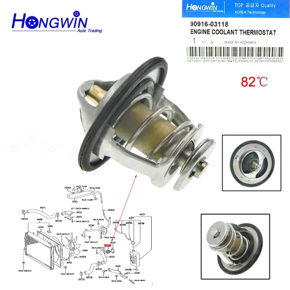 90916-03118 Engine Coolant Thermostat For Toyota 1KD 2KD 1KZ Diesel ...