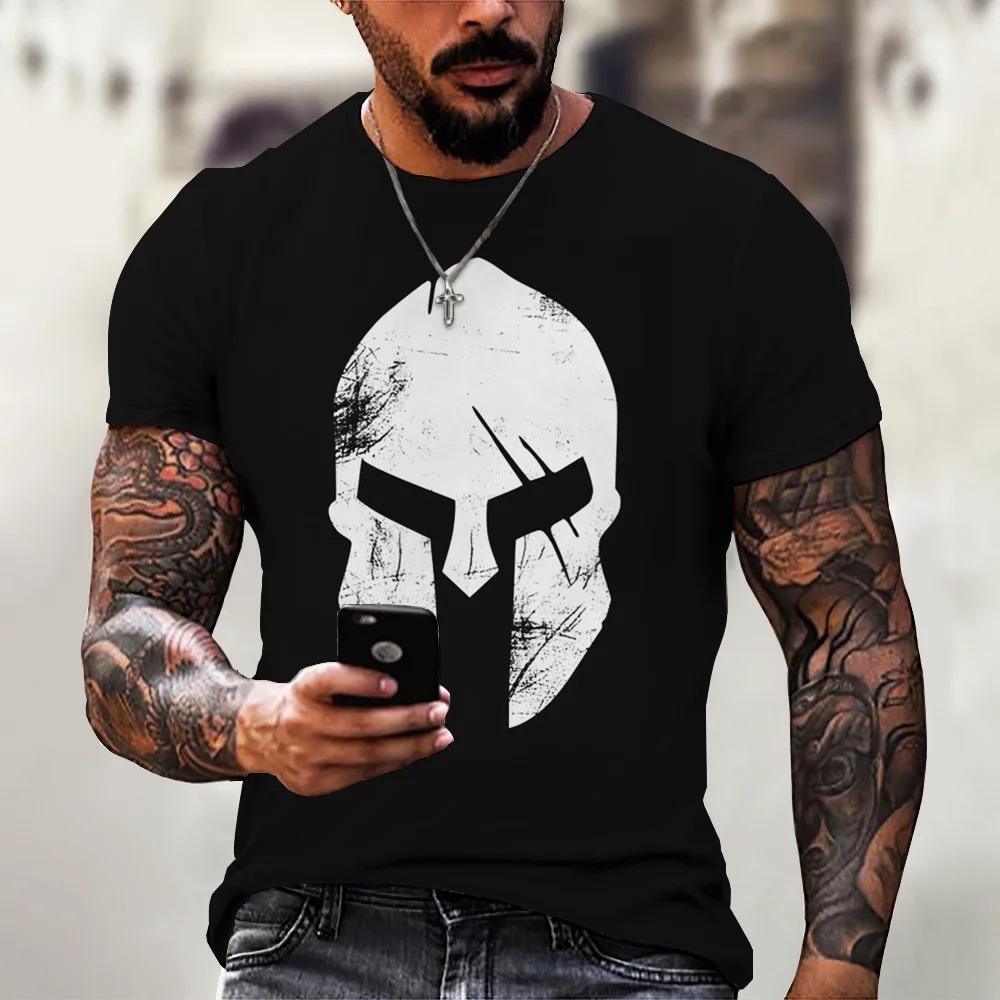 Spartan-Men-s-T-Shirt-3d-Spartan-Print-Short-Sleeve-Simple-T-Shirt-for ...