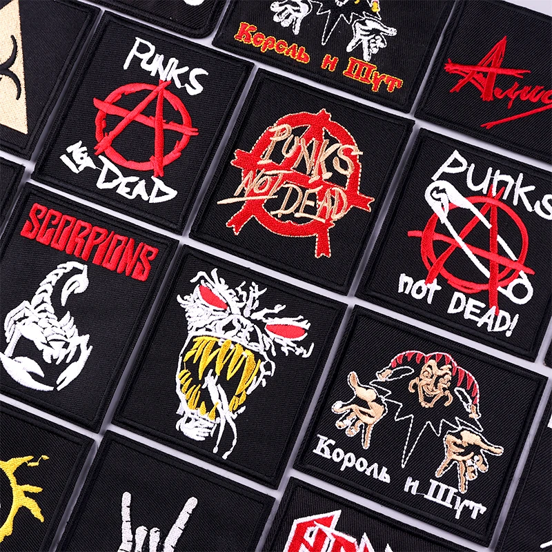 Punk Patch Skull Embroidered Patches For Clothing Nuclear Embroidery ...