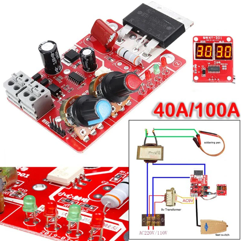 NEW Spot Welder Module 40A 100A Spot Welding Machine Control Board ...