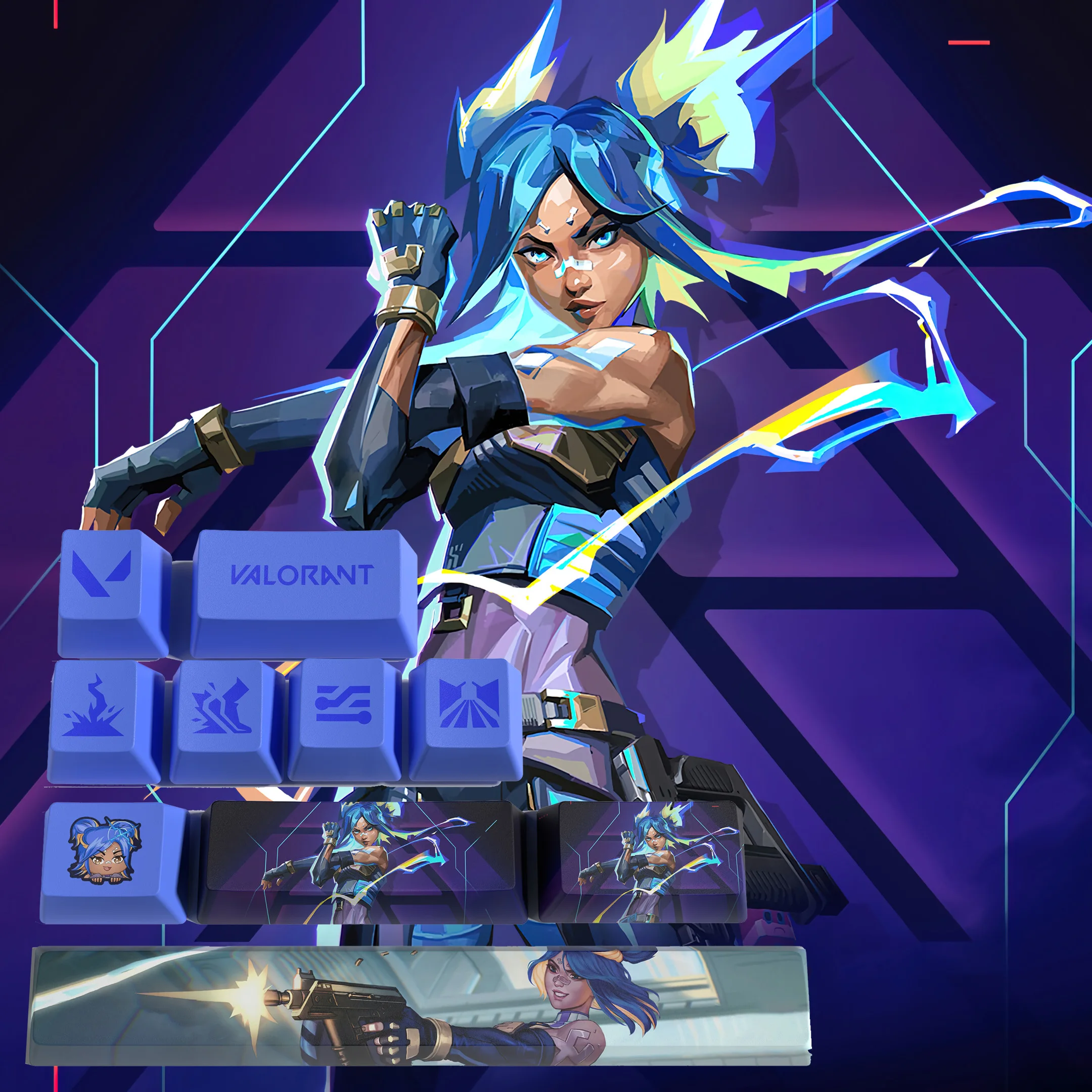 Valorant keycaps neon keycaps OEM Profile 10keys PBT dye sub keycaps ...