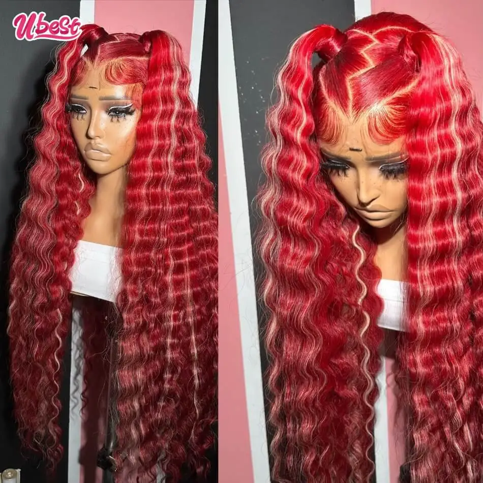 Red-Wigs-With-Blonde-Human-Hair-Loose-Deep-13x4-13x6-Lace-Front-Wigs ...