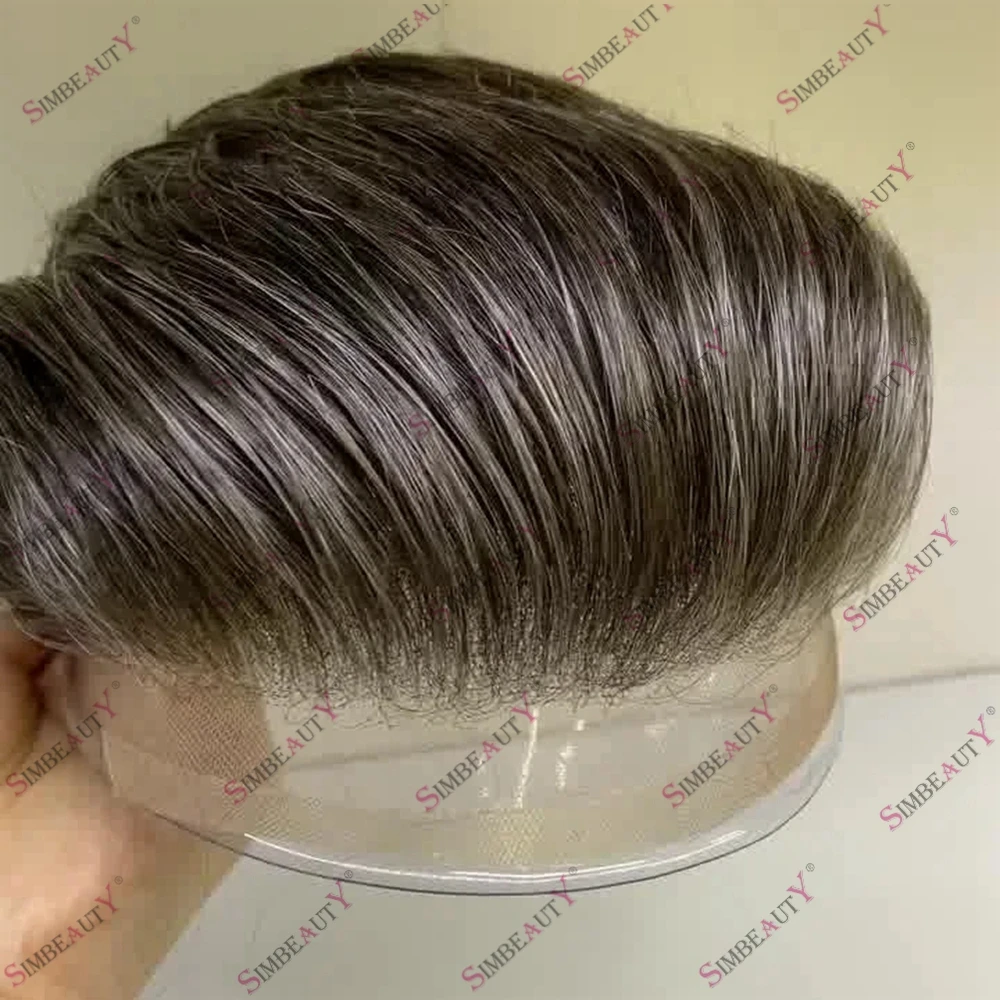 Frente-de-encaje-suizo-ventilado-cabello-humano-masculino-gris-tup-para ...