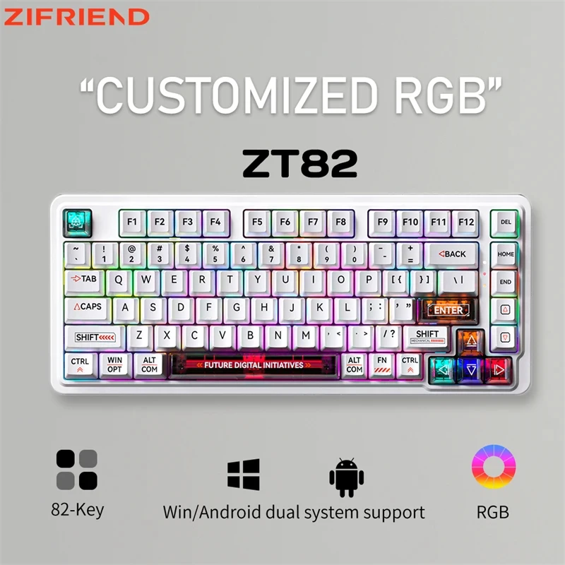 ZIFRIEND-ZT82-Customized-Mechanical-Keyboard-Kit-Gasket-Structure-RGB ...