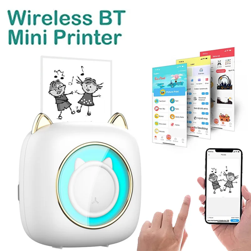 C23-Bluetooth-Thermal-Photos-Printer-LED-Ambient-Light-Flashes-Portable ...