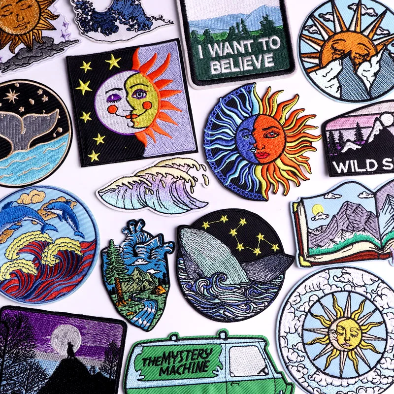 Outdoor Wave Sun Patch Iron On Patches For Clothing Thermoadhesive ...