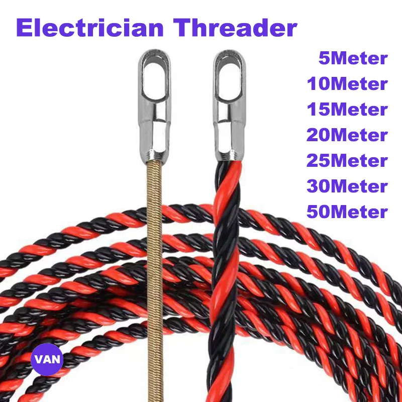 Electrician-threader-threading-artifact-through-the-wall-line-three ...