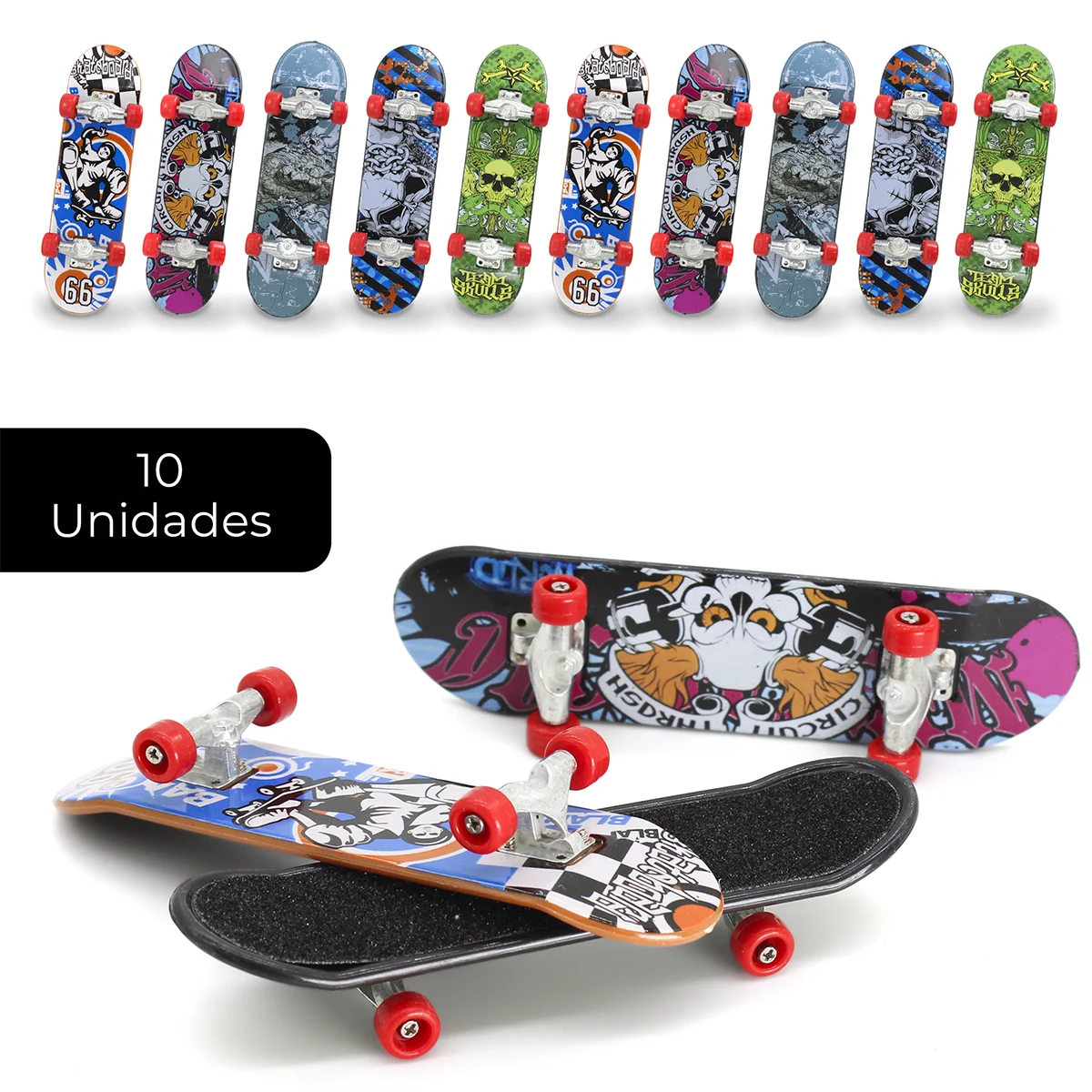Kit 10 Skate Dedo Profissional C/ Lixa Rolamento Fingerboard ...