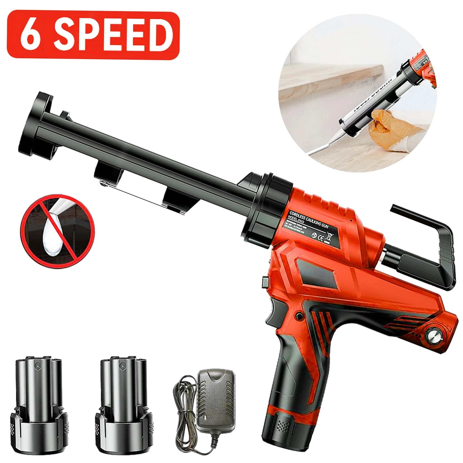 New-Cordless-Electric-Caulking-Gun-With-LED-Light-Cement-Glass-Adhesive ...
