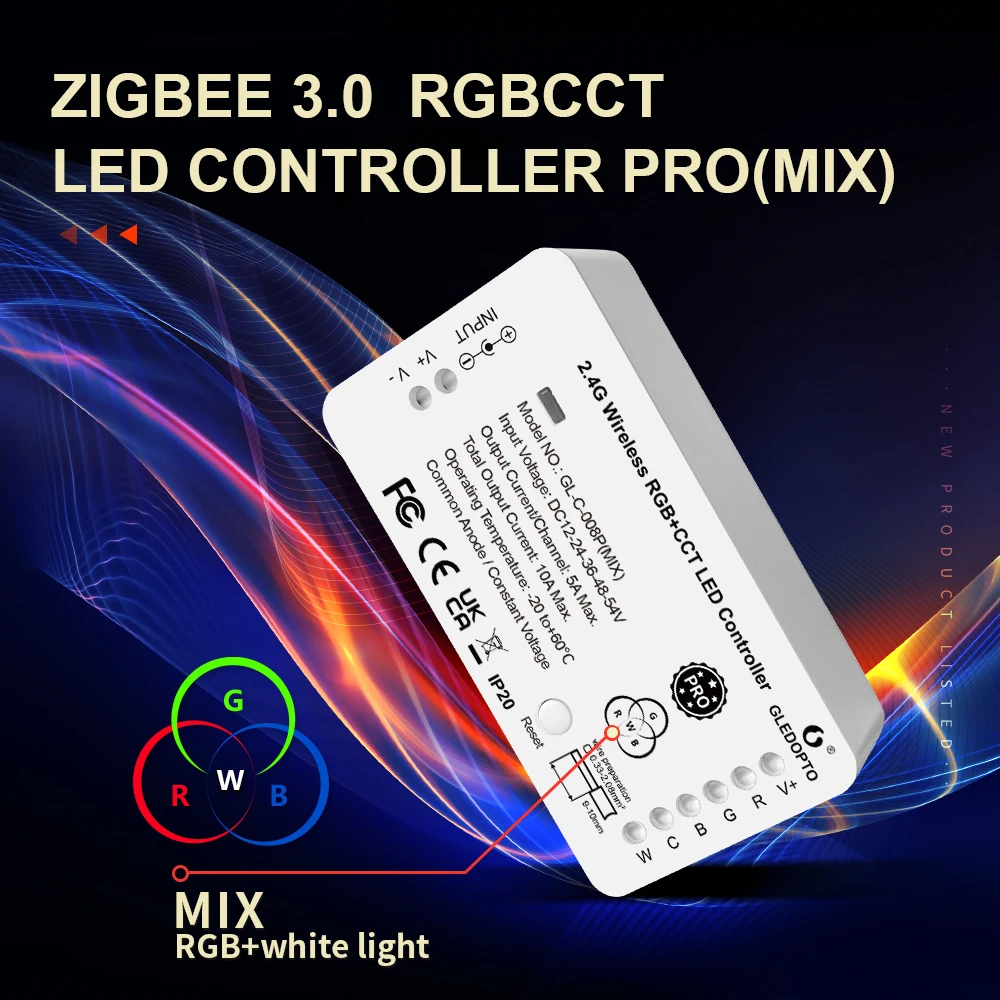 GLEDOPTO-ZigBee-LED-Strip-Controller-RGBCCT-Pro-RGB-White-Light-Mix ...