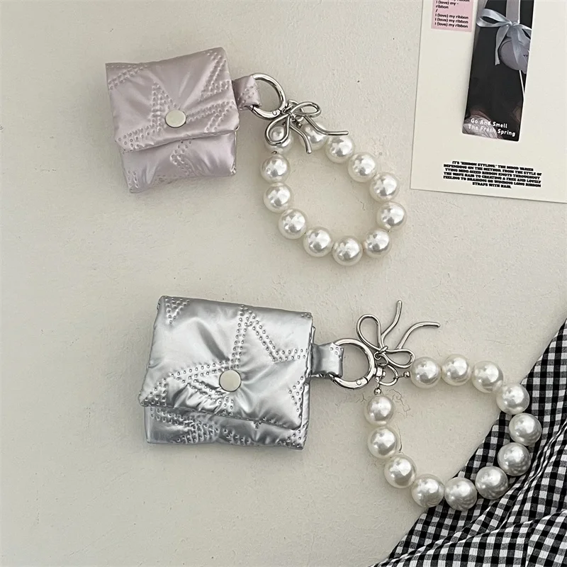 Silver Star Puffer Earphone Bag For Apple Airpods Pro 2 3 4 Cover with ...