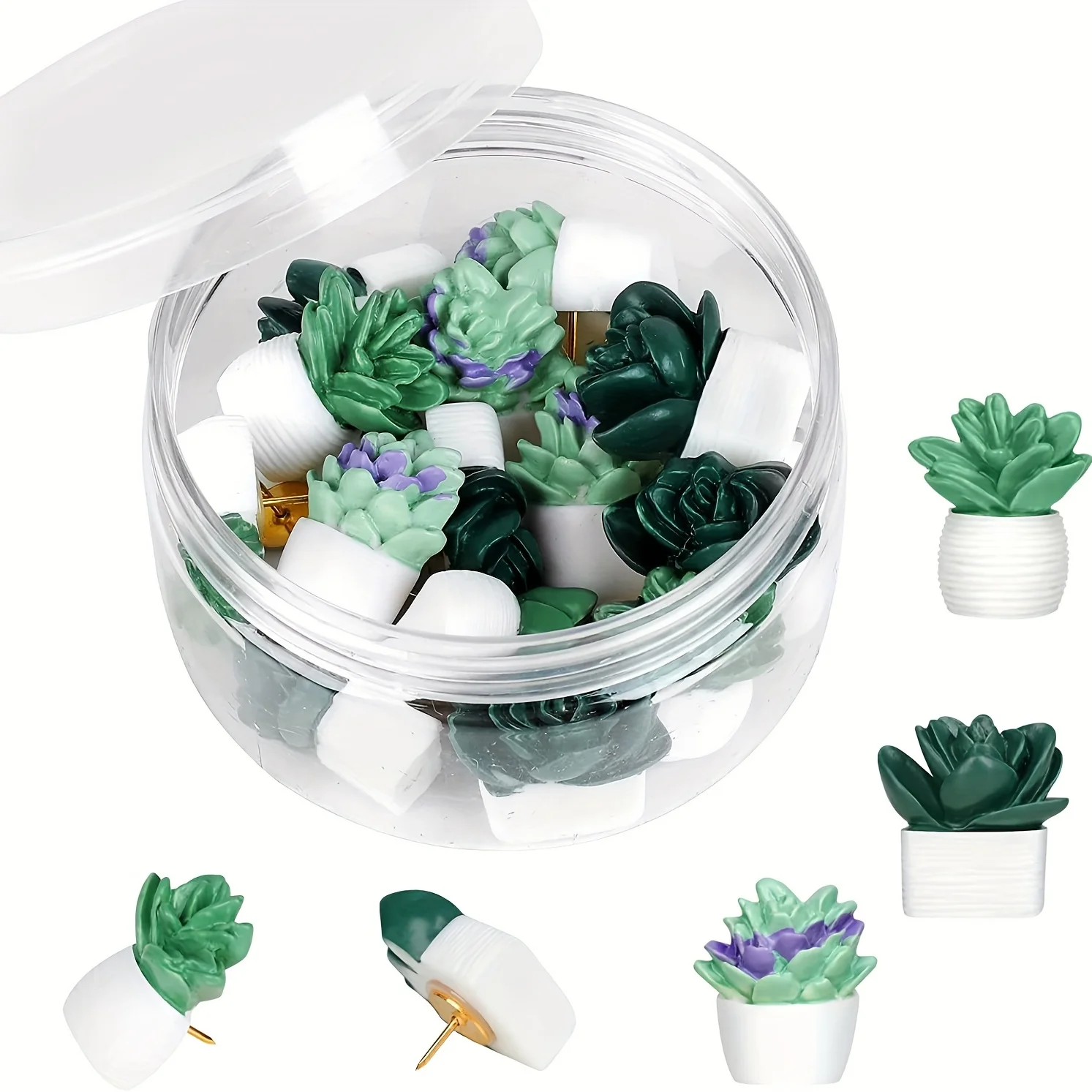 10-Pcs-Cute-Succulent-Plants-Decorative-Push-Pins-Colorful-Floret ...