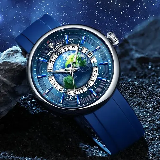 Fashion-Mens-Watches-Blue-Planet-Creative-Earth-Quartz-Wristwatch ...