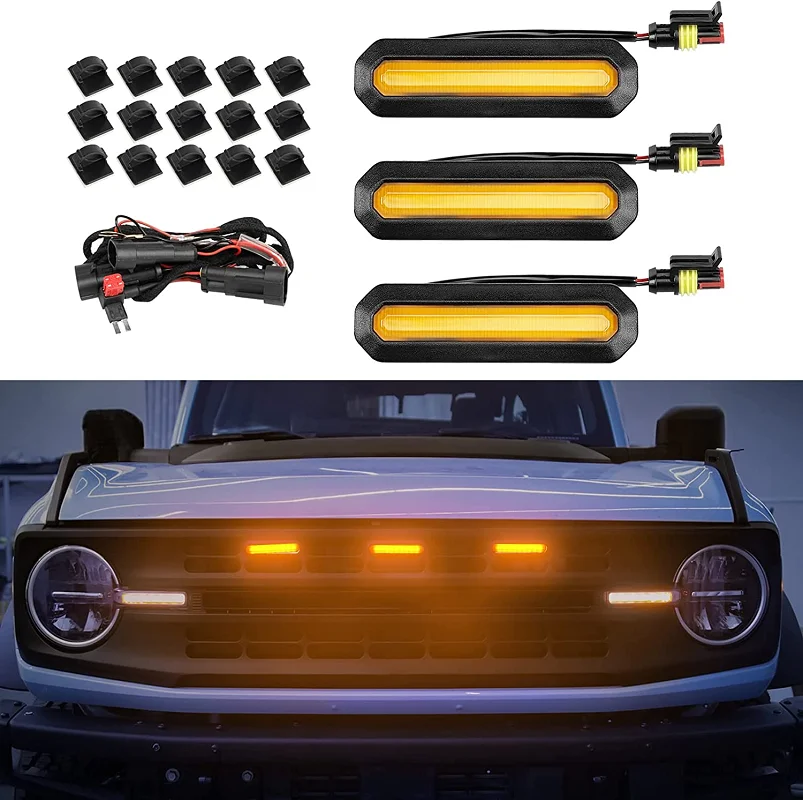 3Pcs-Raptor-Light-LED-Ultra-Bright-Amber-Front-Grille-Marker-Lights ...