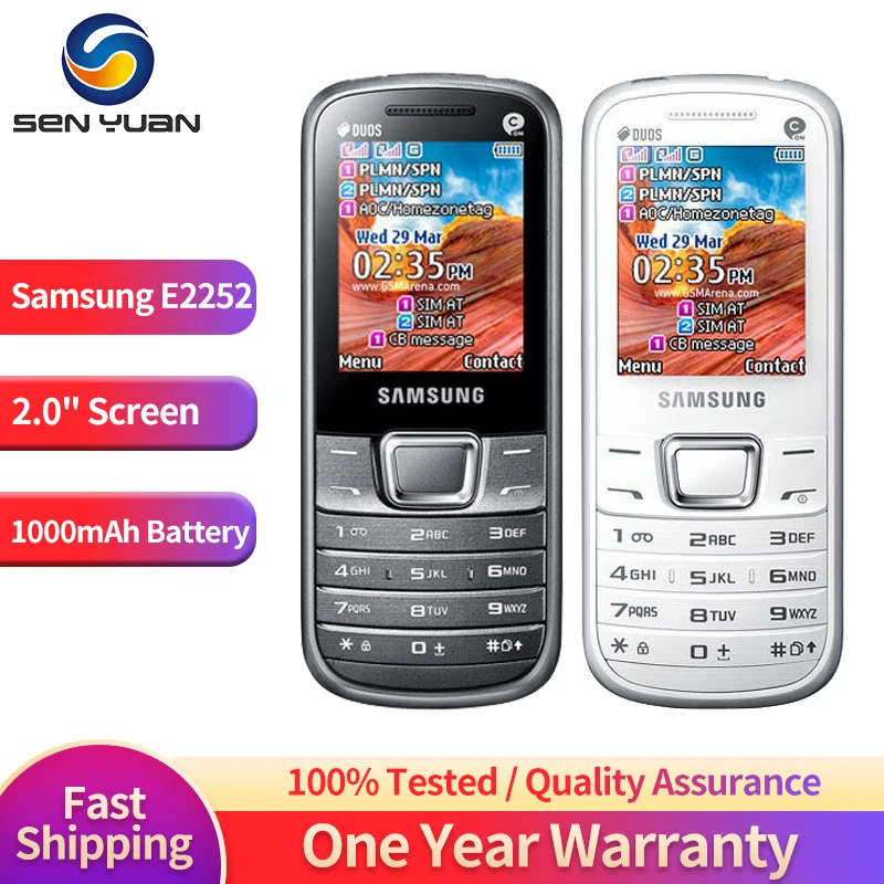 정품 잠금 해제 삼성 E2252 E2250 메트로 2G 휴대폰, 2.0 인치 FM 라디오, 블루투스 1000mah 휴대폰 ...