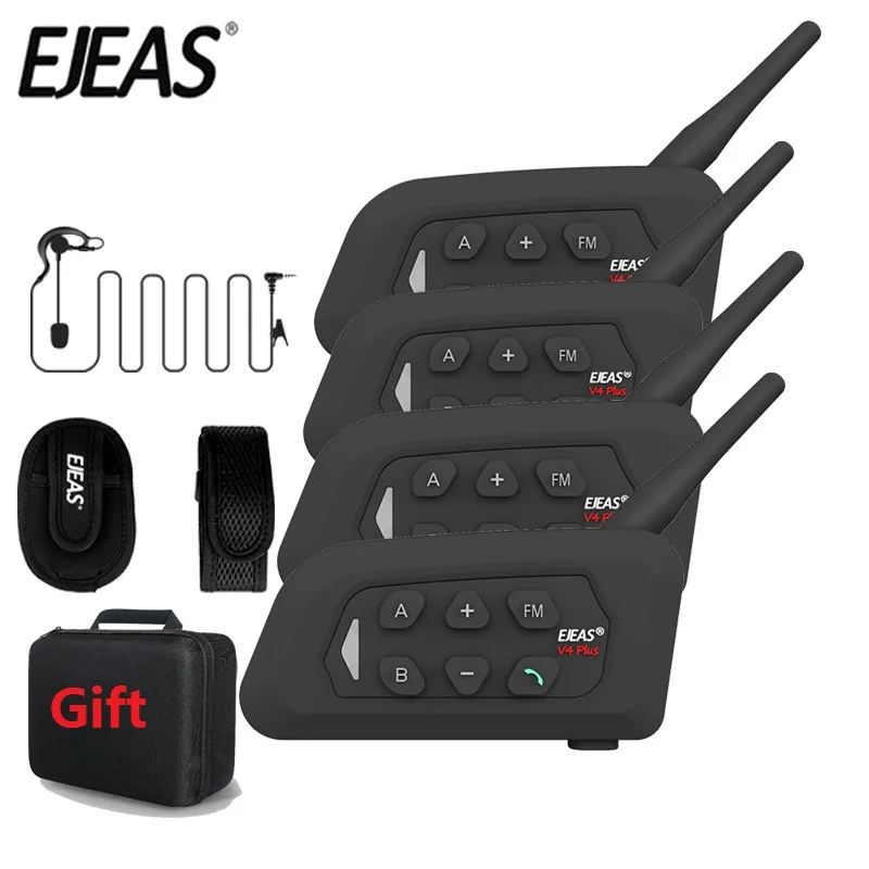 EJEAS V4C Plus Football Referee Intercom Headset 1 4pcs 1500M Bluetooth ...