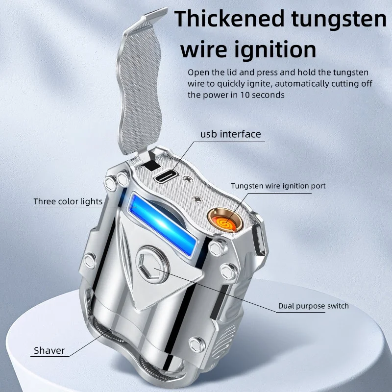 Luxury-Windproof-Charging-Lighter-and-Razor-2-in-1-Multifunctional ...