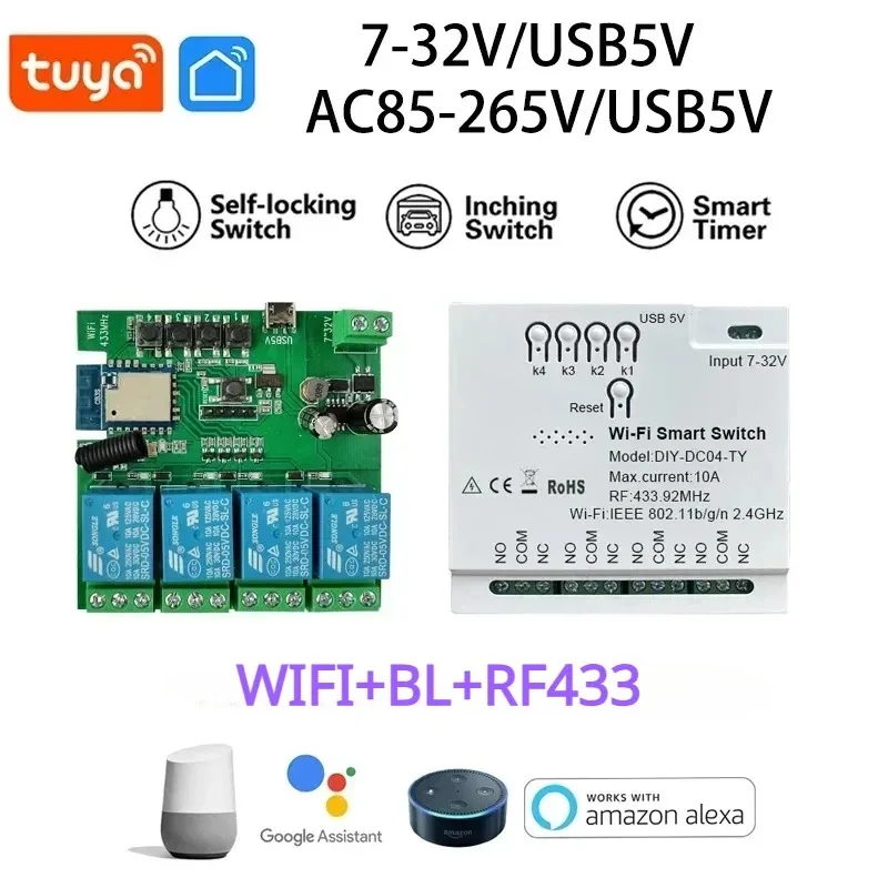 Tuya-Wifi-RF-4-Channel-Module-85-265V-Garage-Door-Gate-Sensor-Curtain ...