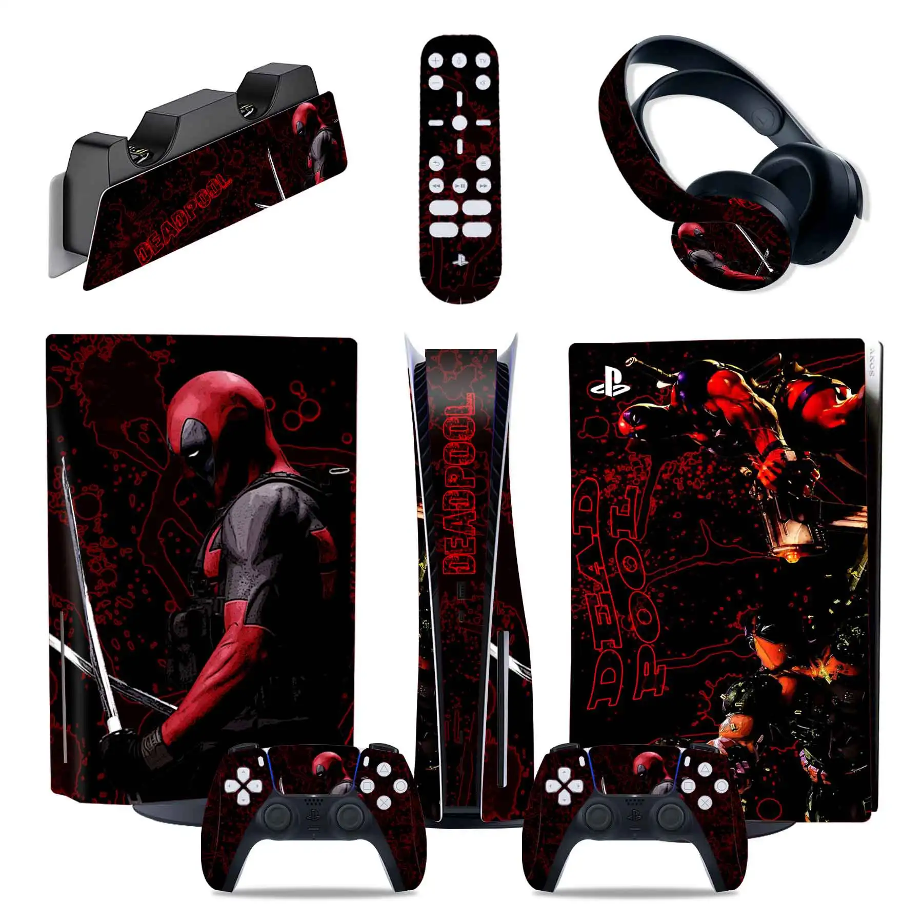 TN-PS55in1-0031-Autocollant Deadpool Skin pour PlayStation 5, étui de ...