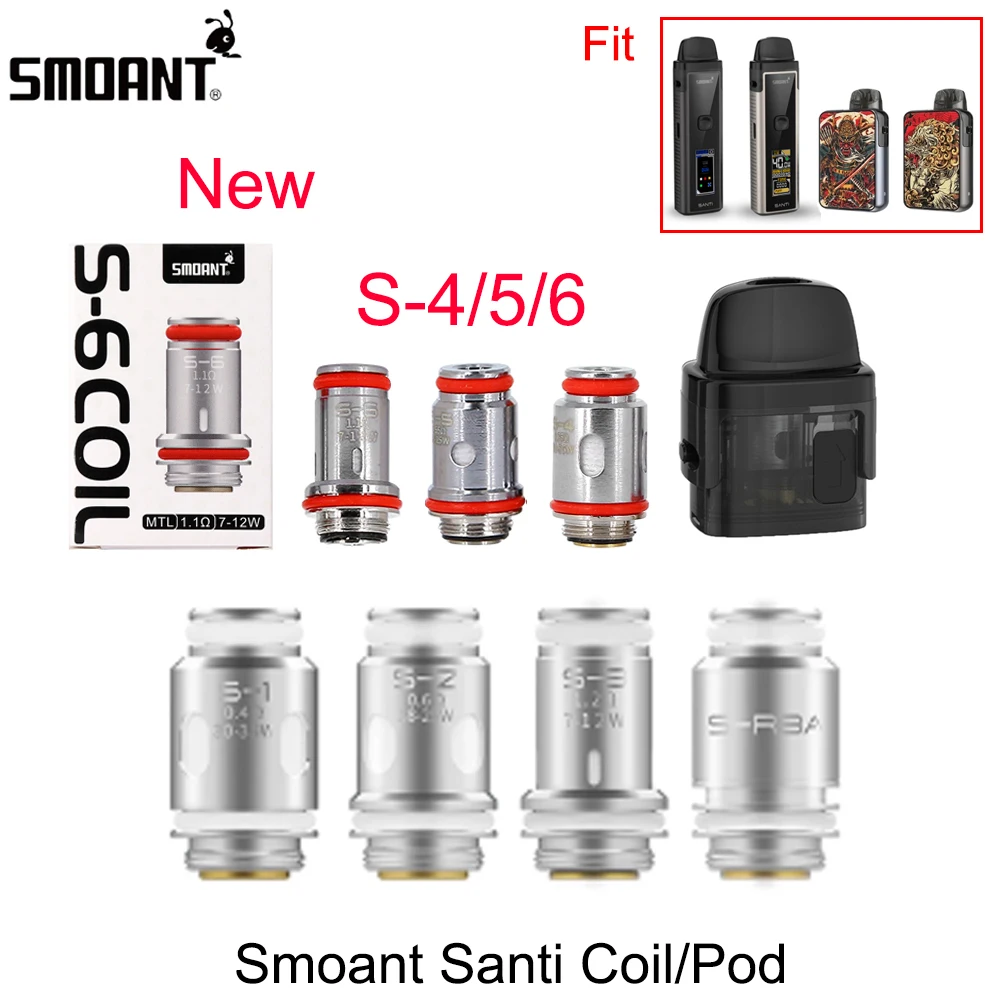 Original-Smoant-Santi-Cartridge-Coil-0-4ohm-DL-0-6ohm-RDL-1-2ohm-MTL-S ...