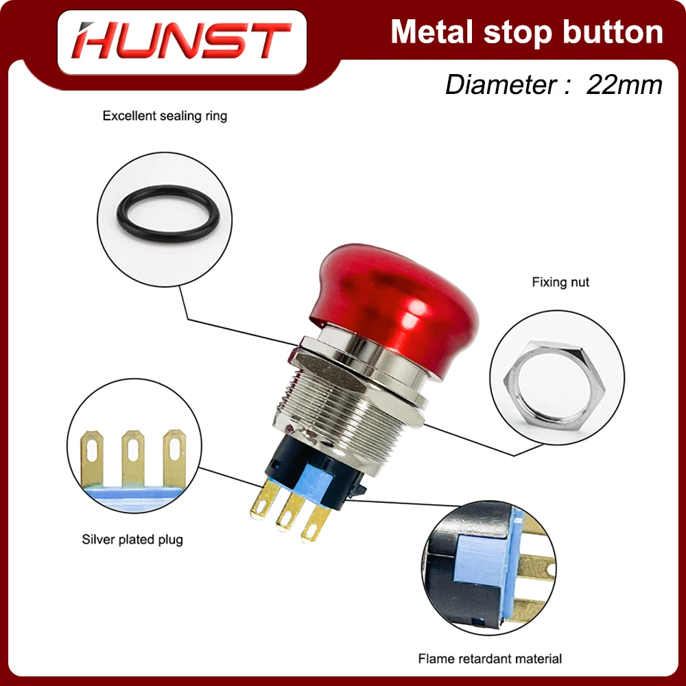 HUNST-Metal-Emergency-Stop-Push-Button-Switch-Diameter-22mm-Electrical ...