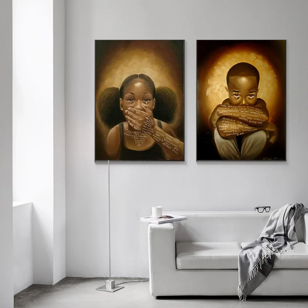 Sad-Children-Crying-Canvas-Painting-Abstract-Posters-And-Prints-Living ...