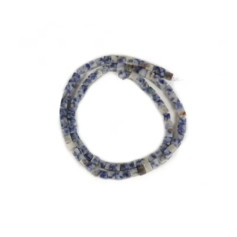 Blue Spot Jasper Natural Stone Beads Strand Cube 4mm For Making Jewelry ...