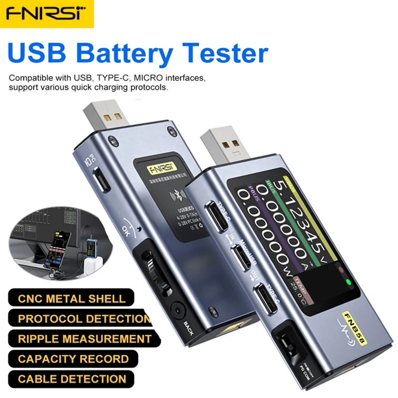 FNIRSI-FNB58-USB-Tester-Voltmeter-Ammeter-Bluetooth-TYPE-C-Fast-Charge ...