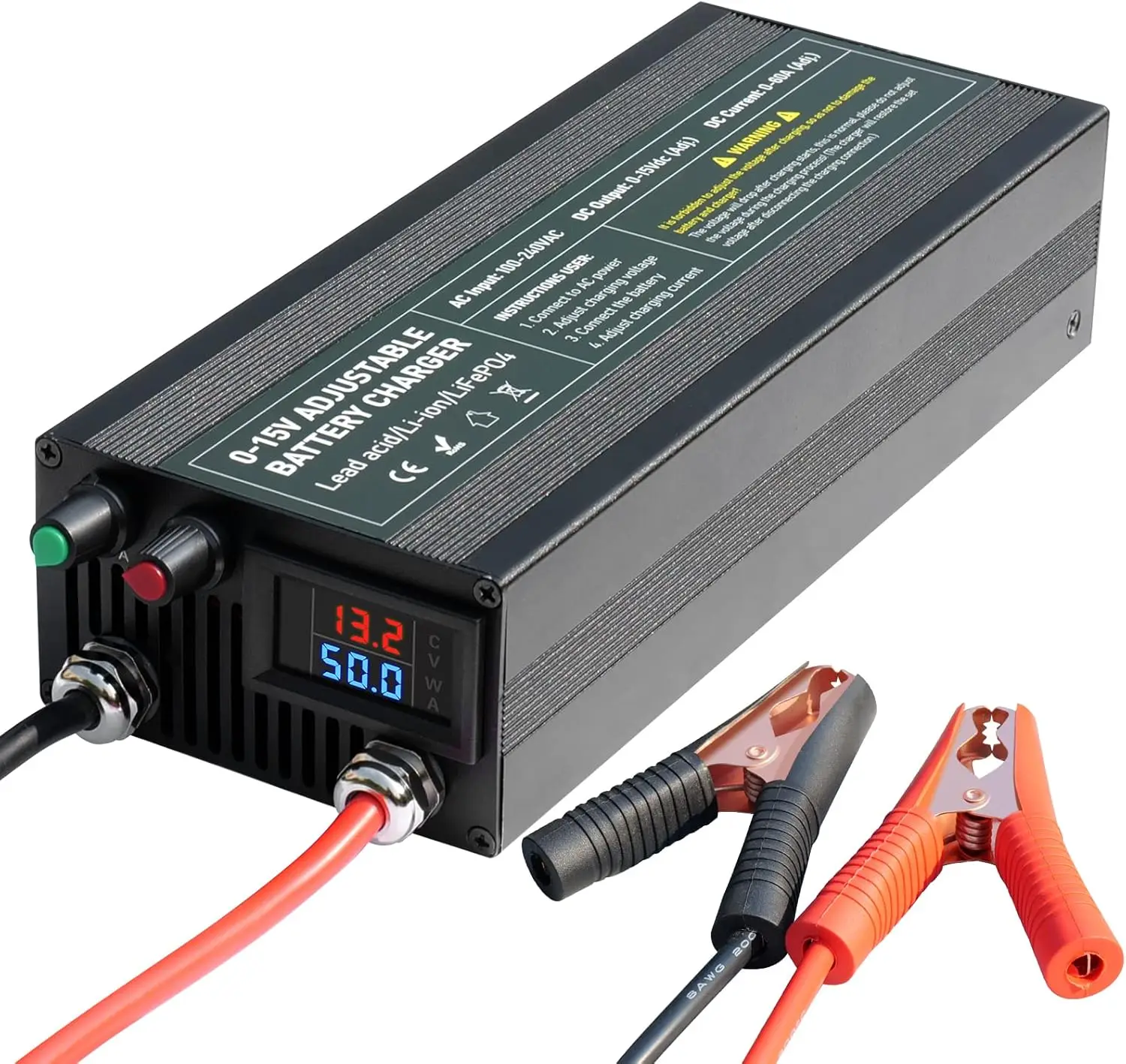 14.6V 60A 100A Current Voltage Adjustable Battery Charger 110V-240V ...