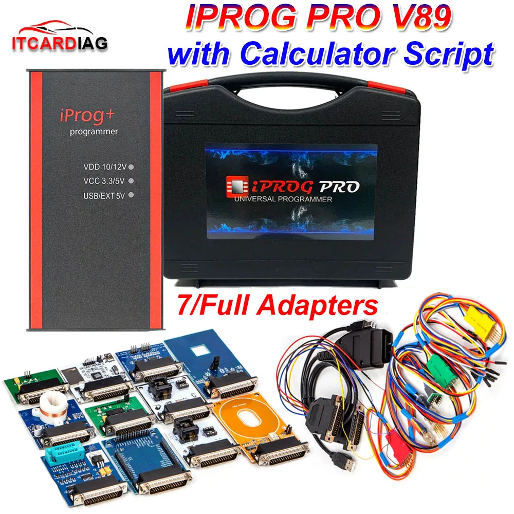 2025 Iprog Pro Full V89 with 7/11 Adapters Support Eeprom IMMO/KM/Radio /Airbag Reset Dashboard ...