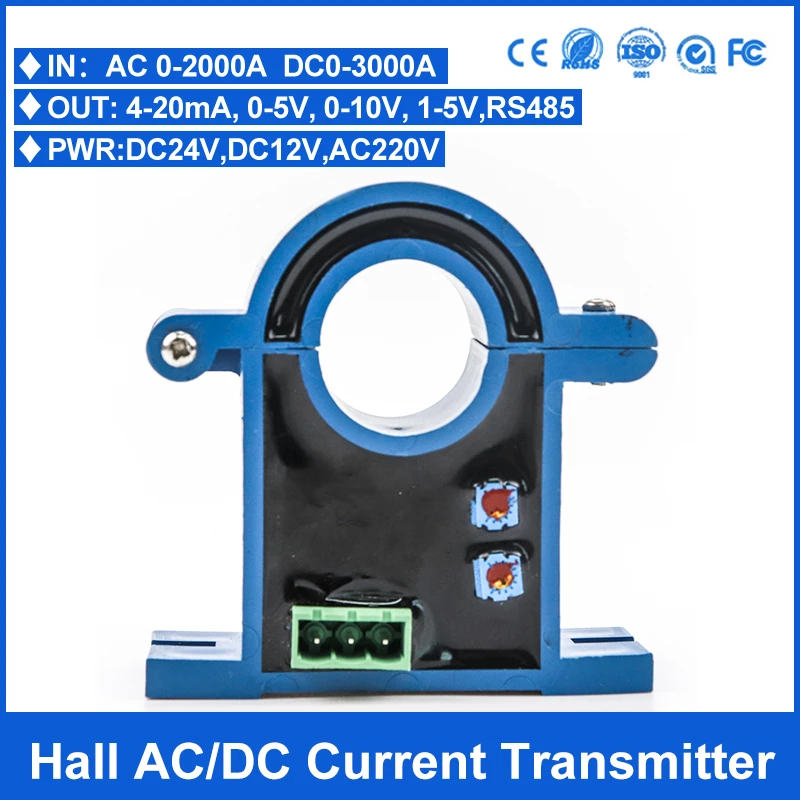 Split Hall Effect Dc Current Transmitter Open Loop Current Transducer Sensor 4-20ma Output 0 ...