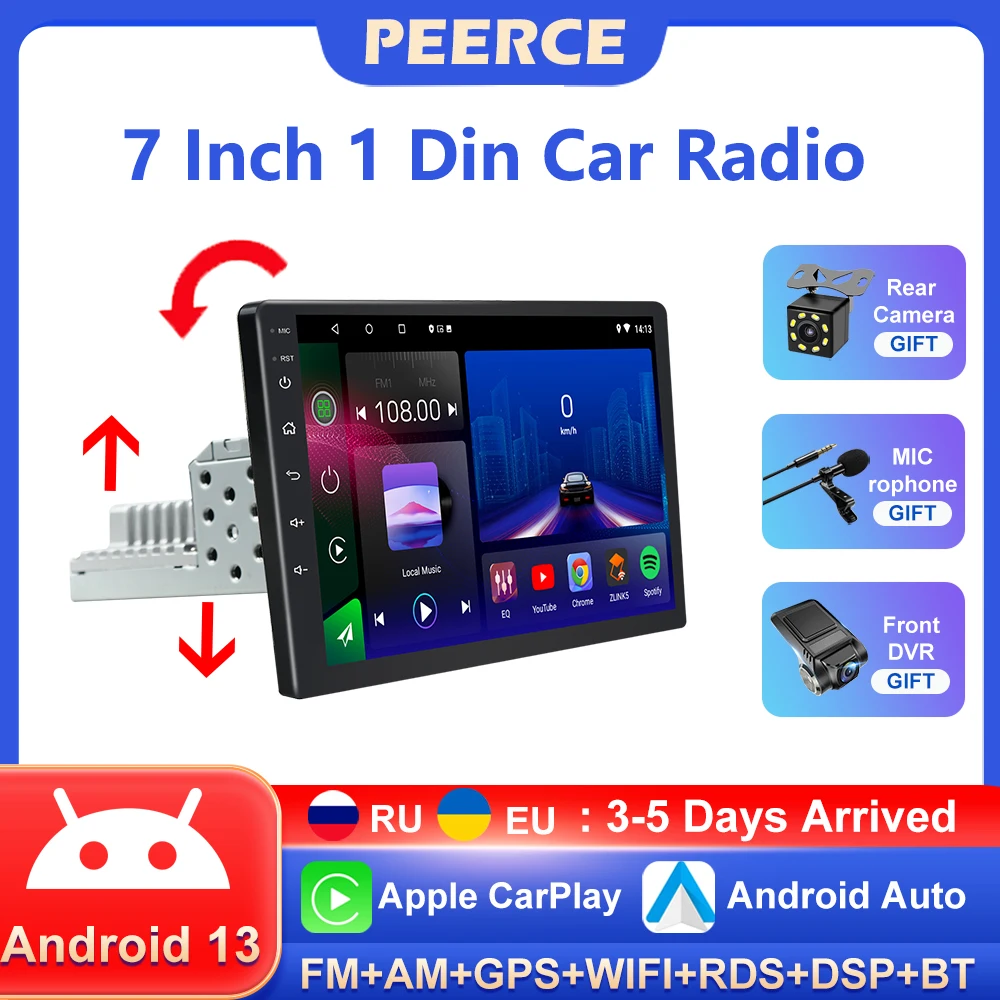 Rádio de carro universal com tela GPS, DSP CarPlay, estéreo ajustável para carro, jogador de ...