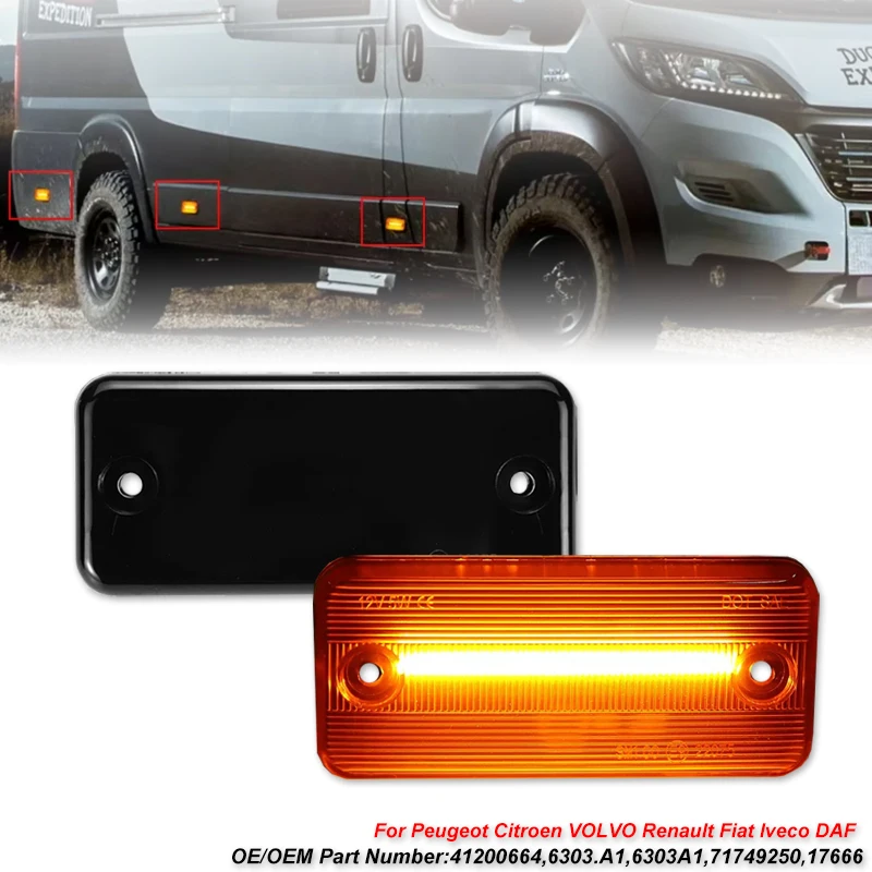 2Pcs Car Flashing Dynamic Flowing LED Side Marker Light For Iveco Fiat ...
