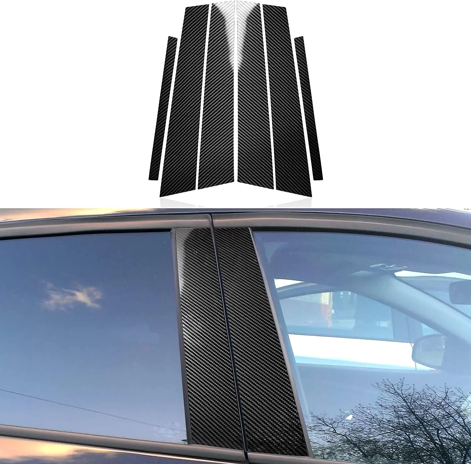 Car-Window-B-Pillars-Stickers-Decals-Passenger-Side-Carbon-Fiber-Trim ...