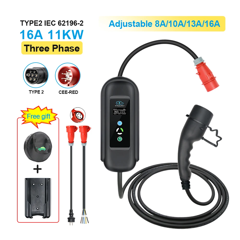 16A-11KW-Portable-EV-Charger-Wallbox-Type-2-IEC-62169-2-Standard-Adjust ...