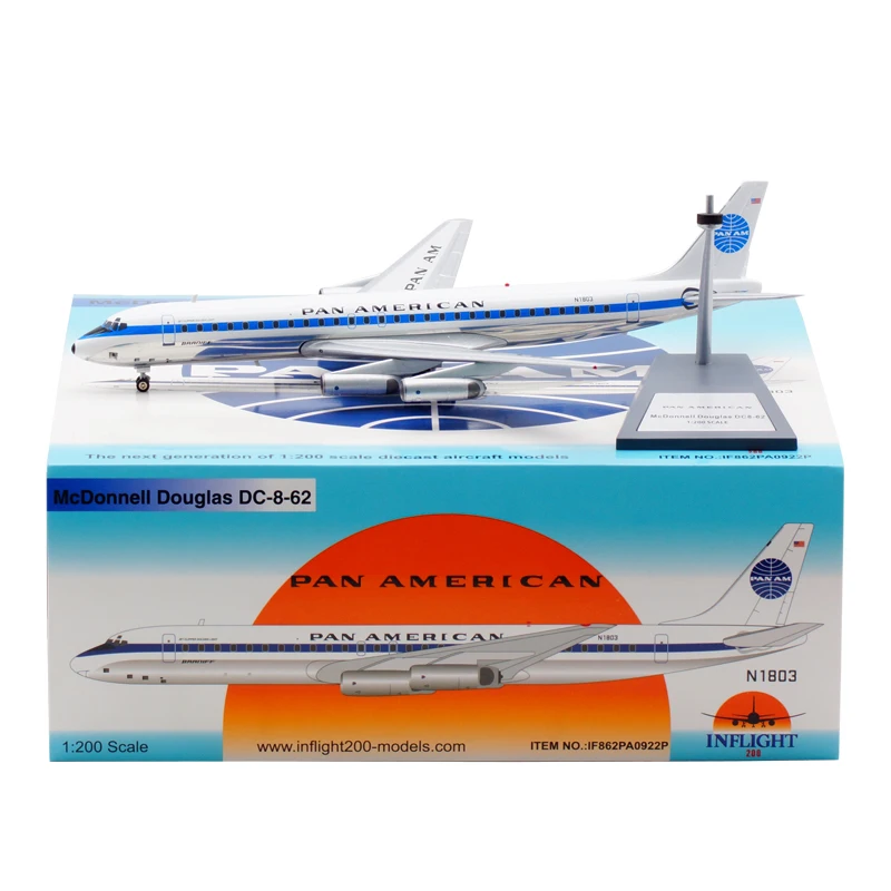 Diecast 1:200 Scale Pan Am Dc-8-62 N1803 Alloy Aircraft Model ...