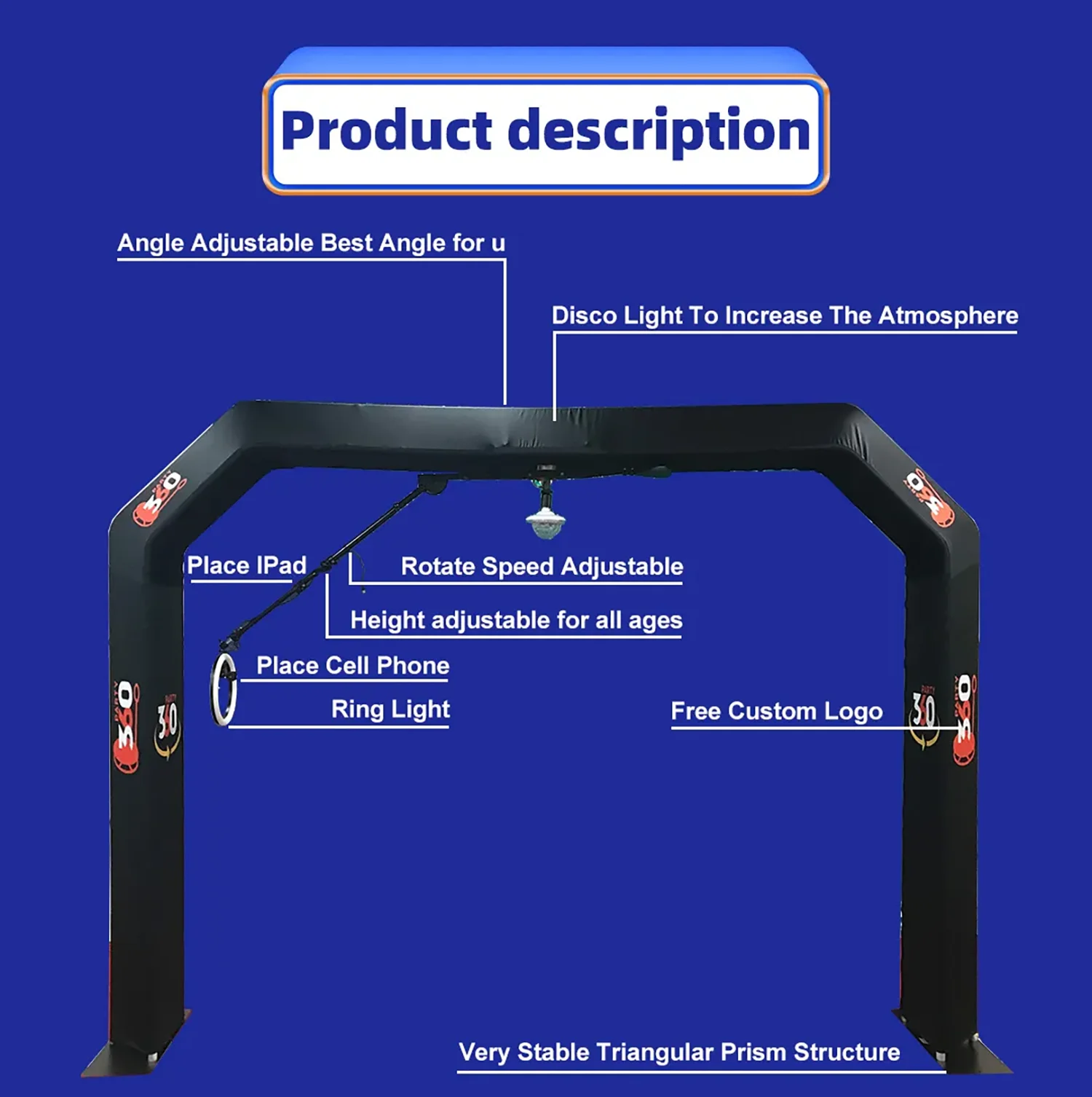 360 Photo Booth Selfie Overhead Video Booth Top Spinner Sky Arch With ...