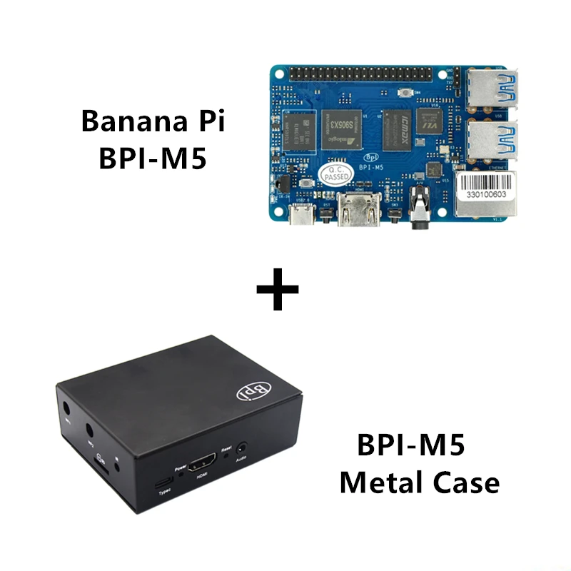 Banana Pi BPI M5 Quad Core Single Board Computer Development Board With Black Metal Case ...