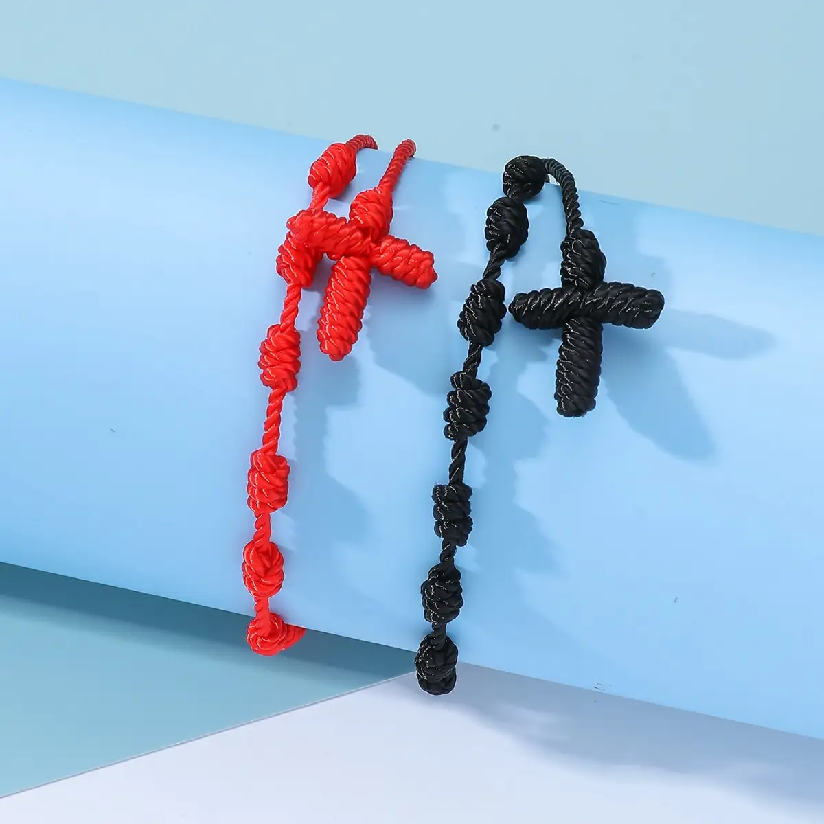 Hand-Woven-Minimalist-Style-Lucky-Waterproof-Red-And-Black-Rope-Cross ...