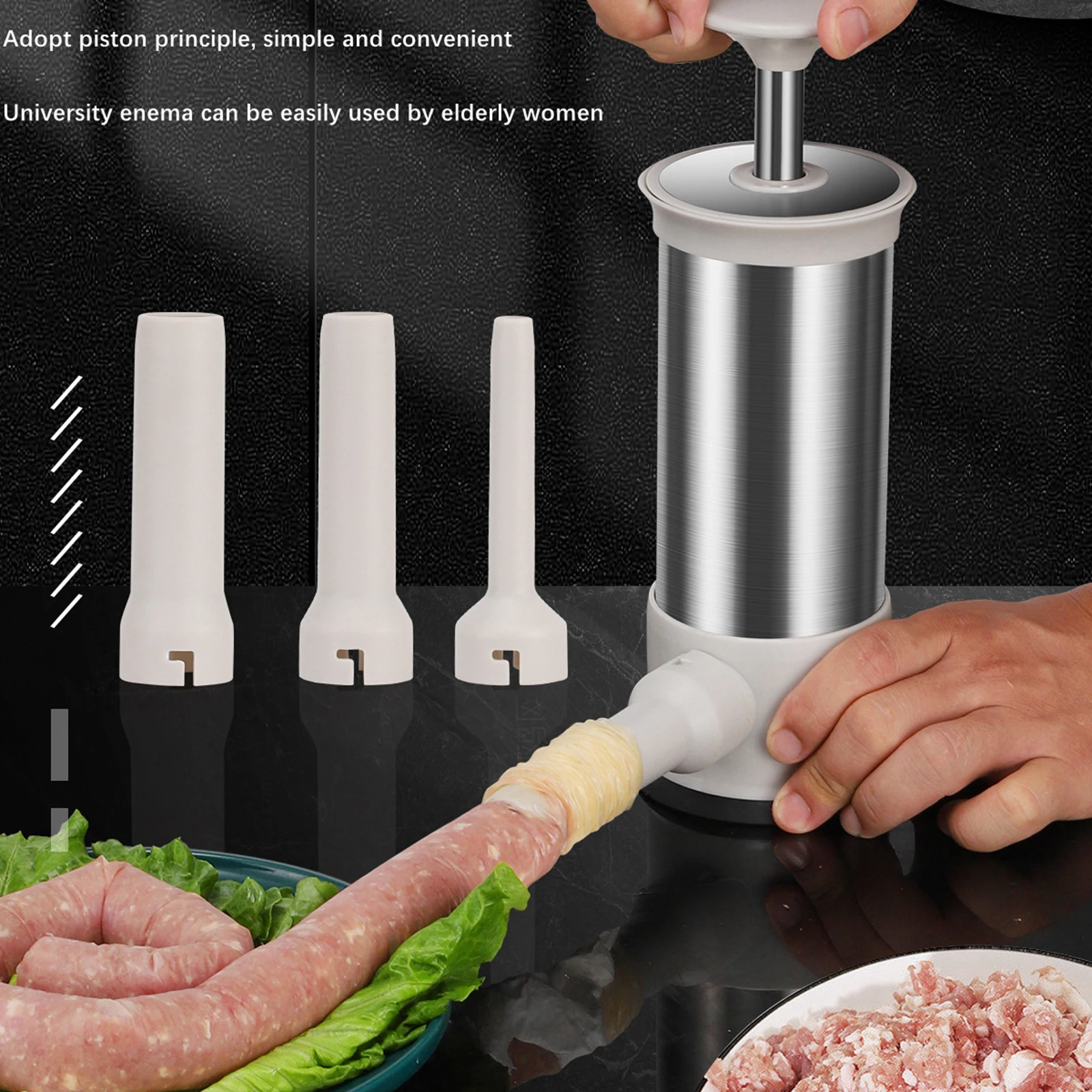 Stainless Steel Sausage Stuffer Machine Household Sausage Machine Enema ...