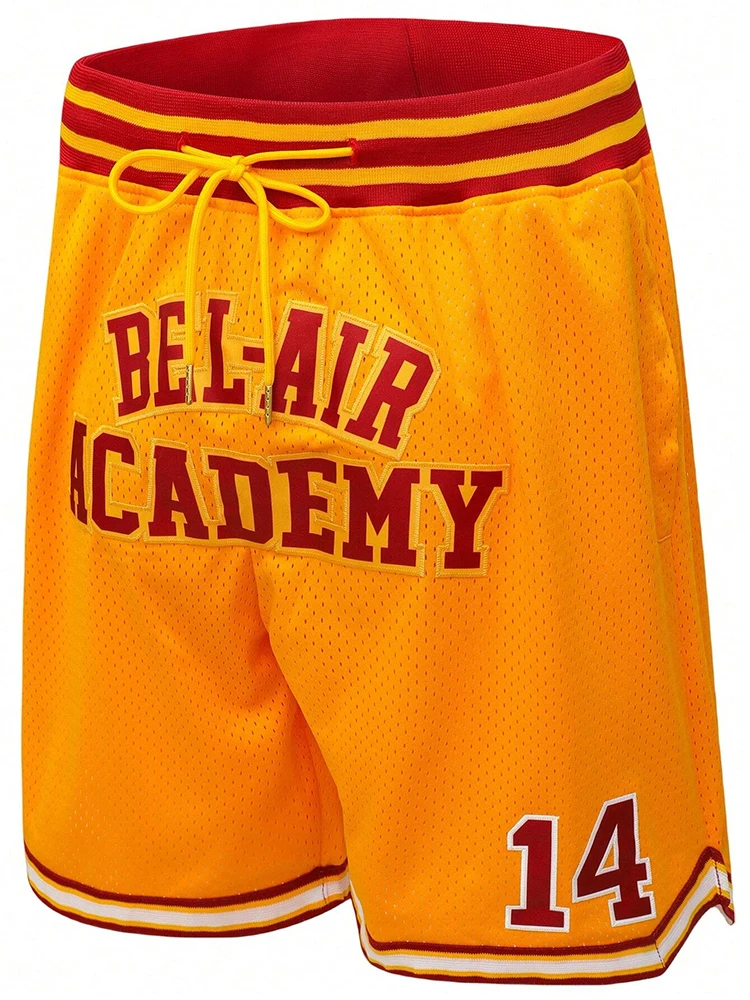 Men-s-14-Pocket-Basketball-Shorts-Breathable-Loose-Embroidered-Yellow ...