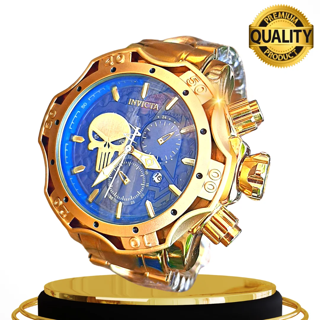 Relógio Invicta Venom Skull Dourado Banhado a Ouro 18K A Prova D'água ...