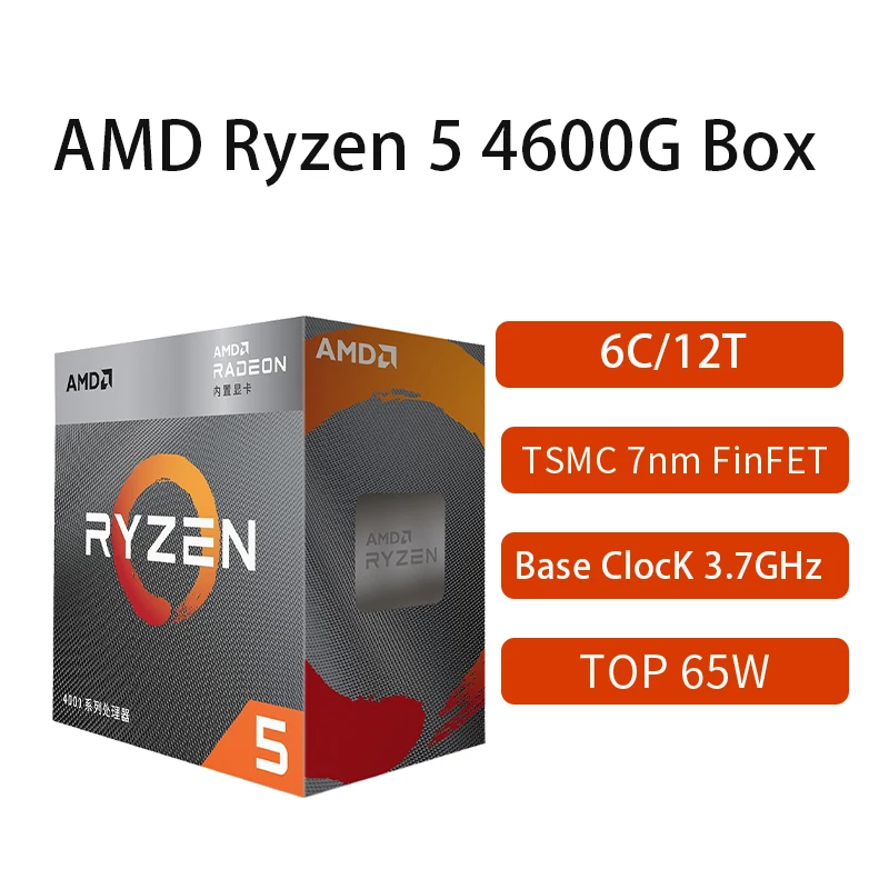 New AMD Ryzen 5 4600G R5 4600G Box CPU Desktops Processor 3.7 GHz 6 ...