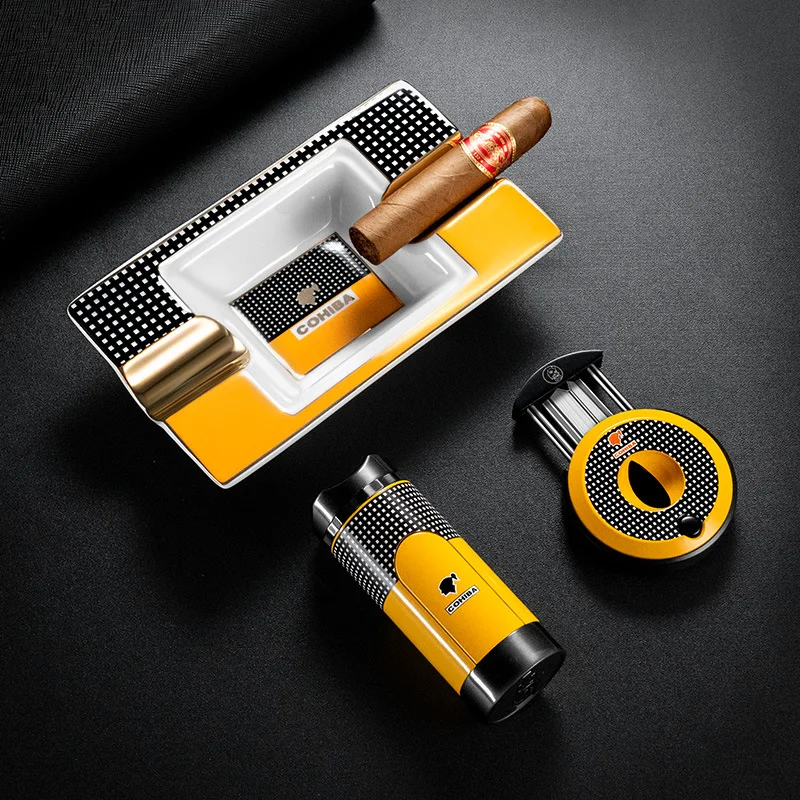Luxury-COHIBA-Cigar-Cutter-and-Ashtray-Gift-Set-3-Pieces-Tool-Cigar ...